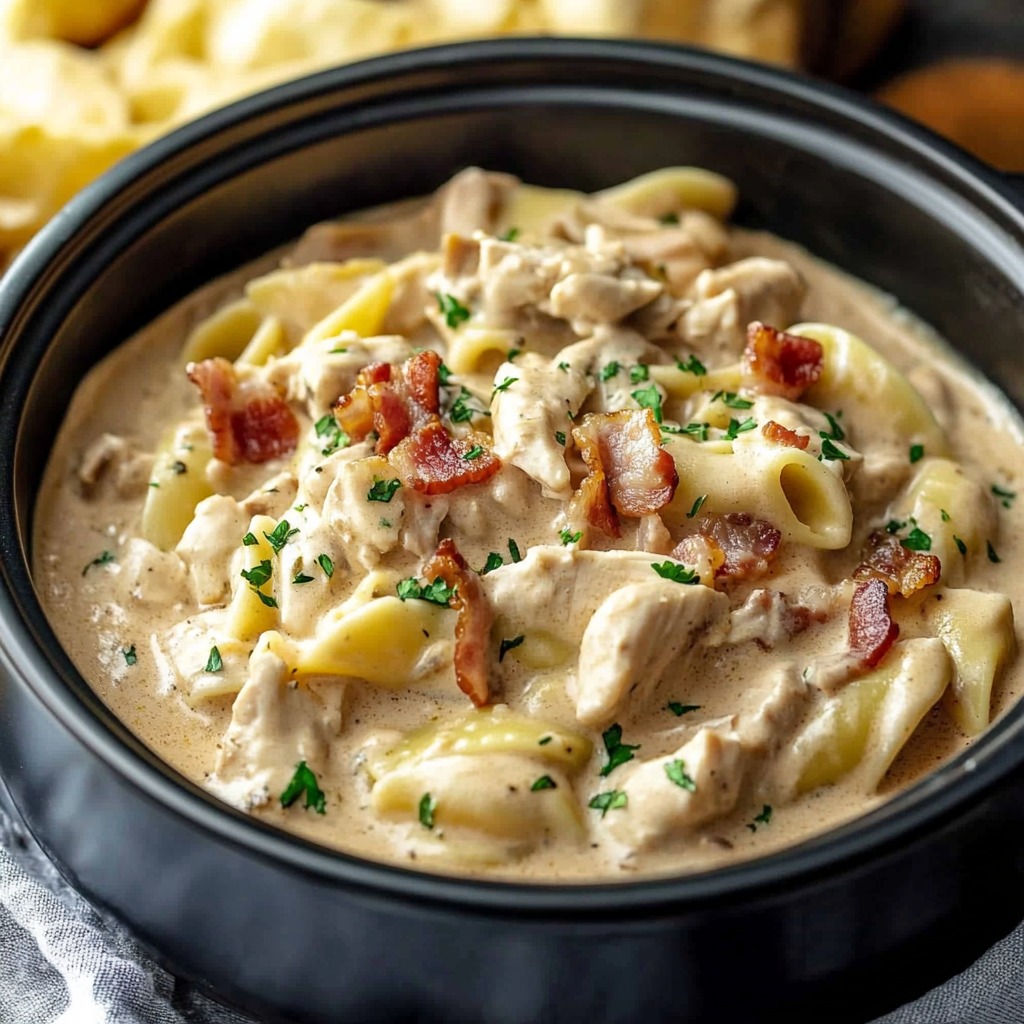 Creamy Chicken & turkey Bacon Stroganoff